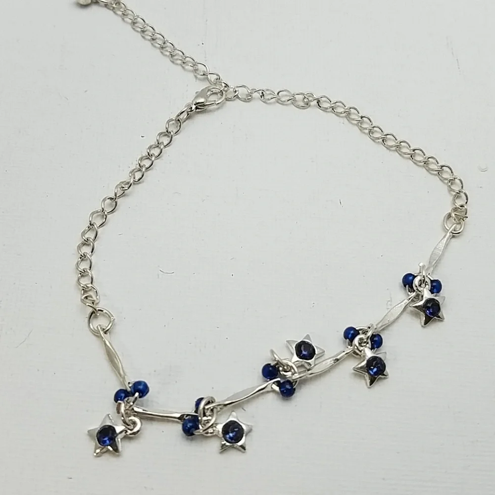 Felt's Fun Finds | Jewelry | Silver Tone Ankle Or Wrist Bracelet 9 Blue ...